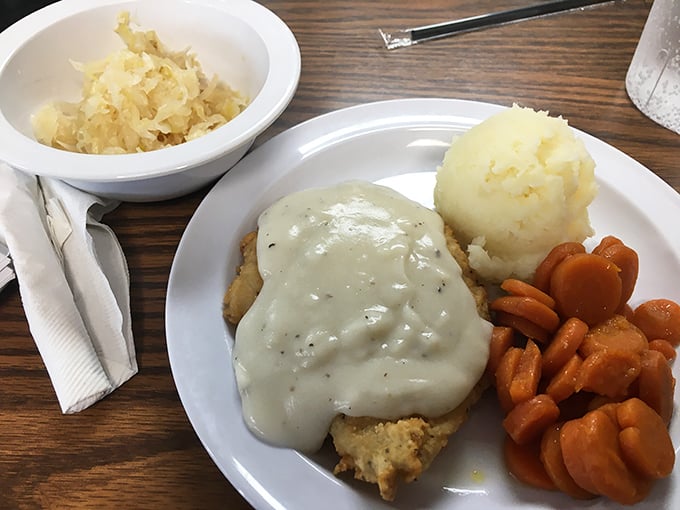 Chicken fried steak with pepper-speckled gravy that doesn't hide under a fancy name &ndash; comfort food that delivers on its straightforward promise.