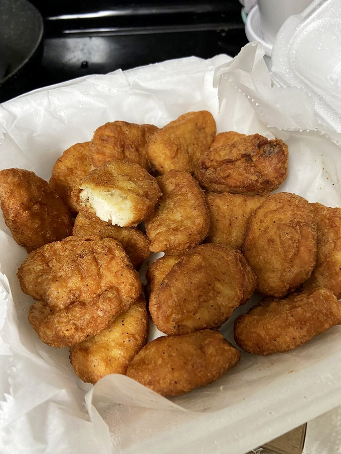 Nuggets that actually taste like chicken &ndash; what a concept! Each golden morsel offers a satisfying crunch that fast-food versions can only dream about.