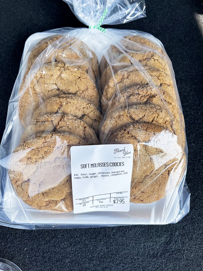 Soft molasses cookies packaged with care. Each one promises the kind of comfort that usually requires a therapy session.