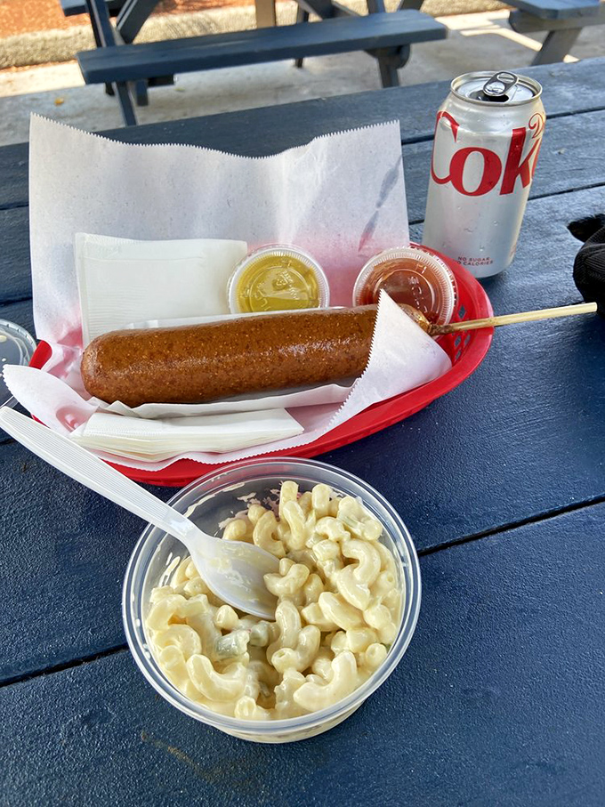 A Chicago-style dog in all its glory. Those pickle spears stand at attention like little green soldiers guarding flavor country. 