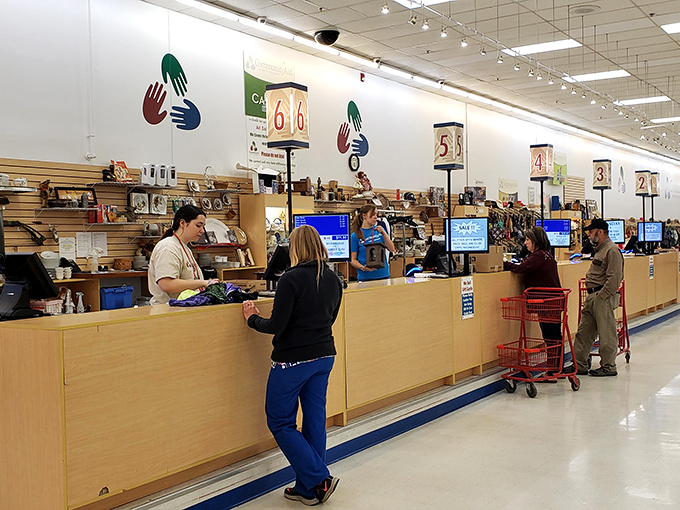 The checkout area&mdash;where friendly staff members transform your pile of random finds into a legitimately reasonable total that makes you feel like a savvy shopper. 