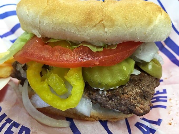 The olive burger in its full glory&mdash;where briny green gems transform an already perfect sandwich into something transcendentally Midwestern.