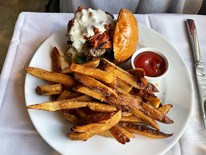 Not just a burger&mdash;a Kobe beef statement with golden fries that could make a French chef weep with joy. Comfort food that went to finishing school.