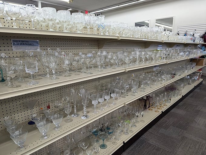 Crystal and glassware that would make your grandmother proud, displayed with the reverence these elegant vessels deserve.