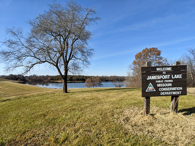 Jamesport Lake provides a serene backdrop for reflection, both literal and metaphorical, away from the hum of modern life.