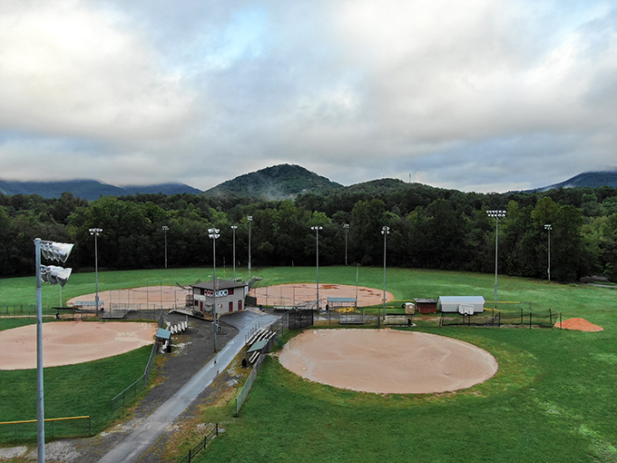 Local ballfields prove that America's pastime looks even better when played against a backdrop of misty mountains and rolling green hills.