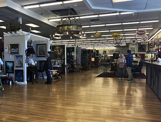 The wide, welcoming aisles invite leisurely browsing. Notice how everyone maintains that "I'm just looking" expression while mentally redecorating their entire home.