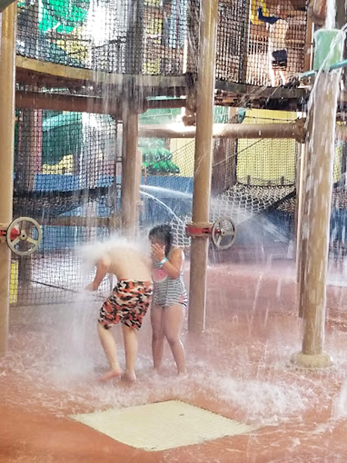 These spray features create the perfect opportunity for kids to discover their innate talent for dodging water &ndash; or, more likely, running directly into it.