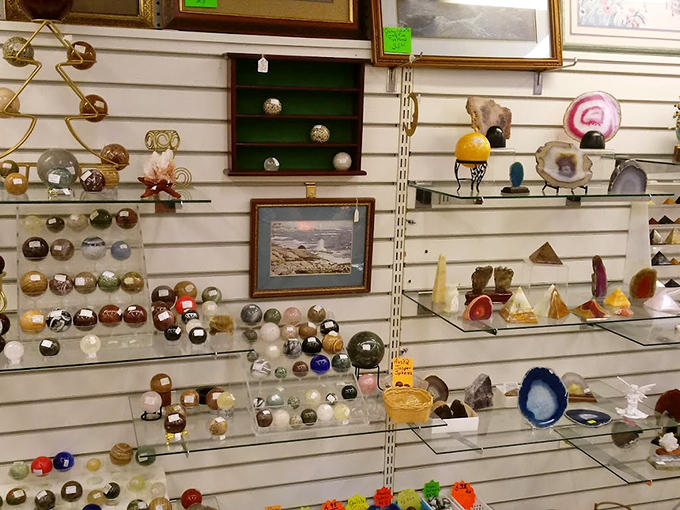 Spheres of every stone type imaginable create a miniature planet collection. Hold the world in your hand&mdash;or at least a really pretty rock version.