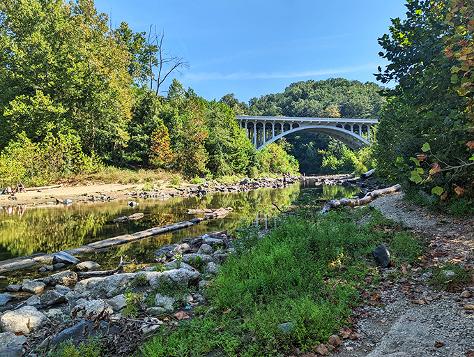 The Thomas Jefferson Bridge arches gracefully over the Patapsco River, connecting not just shores but centuries of Maryland history.