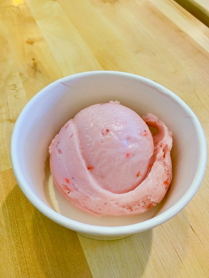 Cookie dough ice cream so perfectly speckled with chunks, it's like archaeology where every dig yields treasure you can actually eat. 