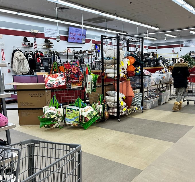 The seasonal section: where Halloween meets Christmas in a retail time warp. Shopping here is like rummaging through America's collective attic&mdash;in the best way possible.