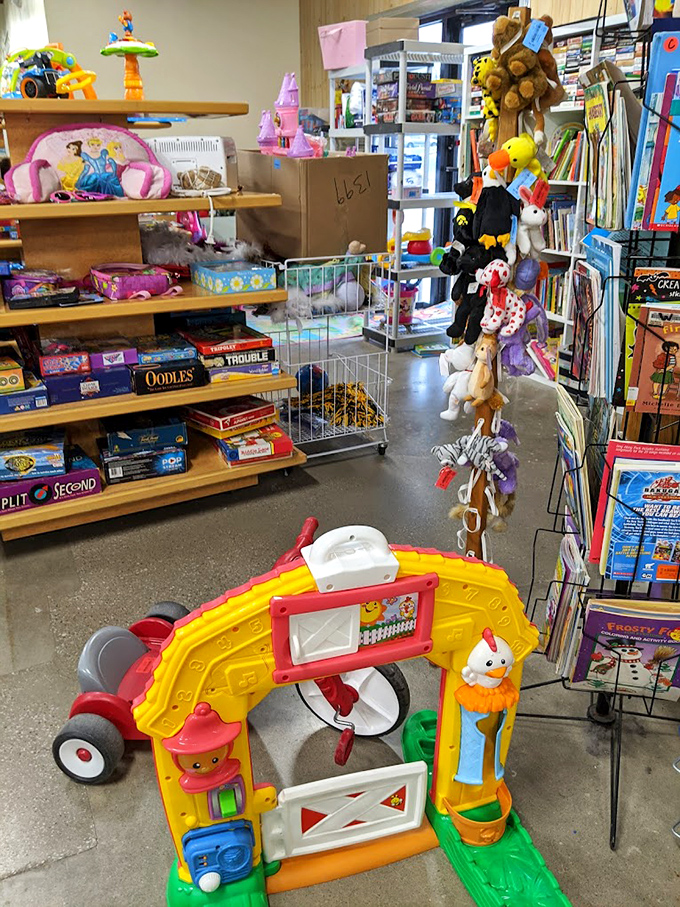 Board games, princess castles, and childhood nostalgia line these shelves, just waiting for a second chance to bring joy to another generation.