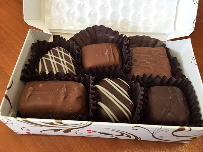 Six little masterpieces, each with its own personality. The striped ones are clearly the extroverts of the chocolate social scene.