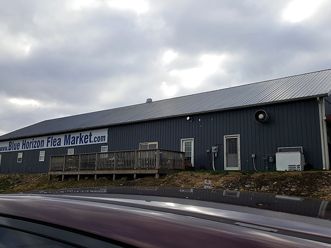 Big blue bargain barn! Blue Horizon's unassuming exterior hides a world of treasures that would make even the most jaded shopper's heart skip a beat.