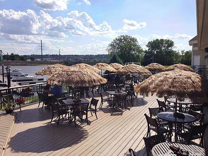 Catfish Charlie's deck feels like a mini-vacation&mdash;those thatched umbrellas practically whisper "order another round" on summer afternoons.