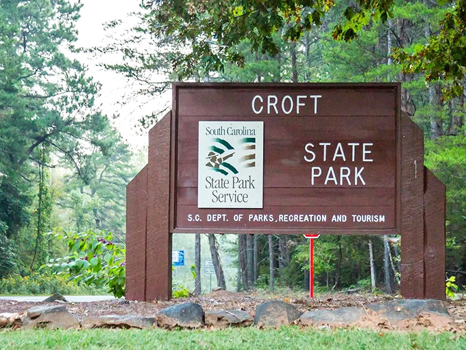 Croft State Park's entrance—where the only notification you'll receive is a bird announcing your arrival to the forest.