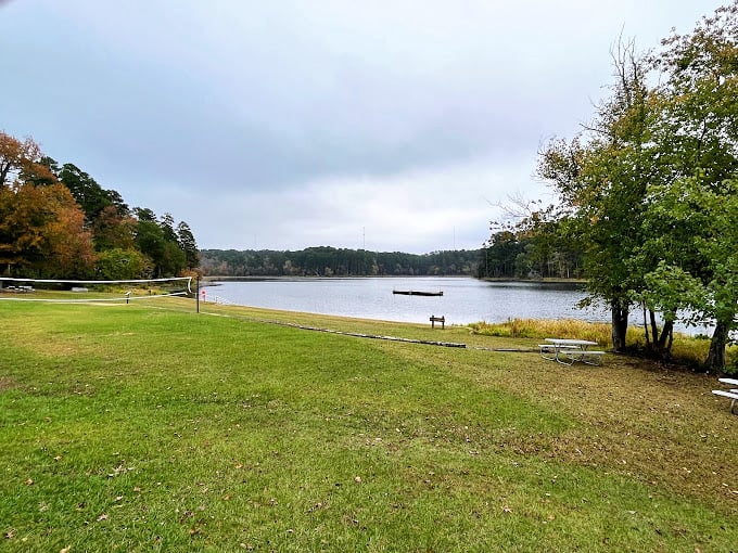 Daingerfield State Park: Lakeside serenity with volleyball nets standing ready&mdash;just add friends, family, and your competitive spirit!