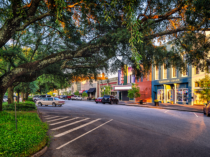 Eufaula's downtown square, where the Confederate monument stands as a complex reminder of the South's layered history.