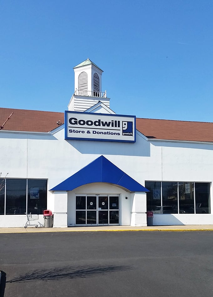 Goodwill's distinctive cupola stands tall, a beacon of hope for both your community and your wallet.
