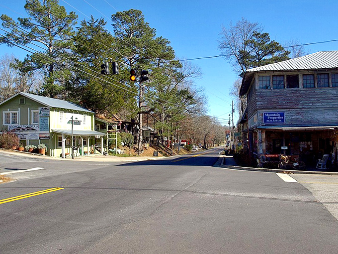 Mentone's rustic main street looks like the setting for a movie where city folks discover what really matters in life.