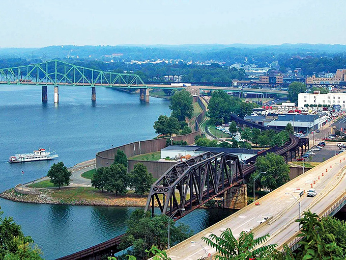 Parkersburg from above reveals the kind of river views that would cost millions elsewhere but here come with reasonable property taxes.
