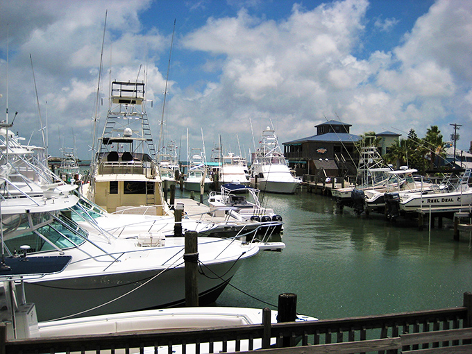 Port Aransas marina showcases working boats rather than showpieces&mdash;these vessels earn their keep bringing in tomorrow's catch of the day.