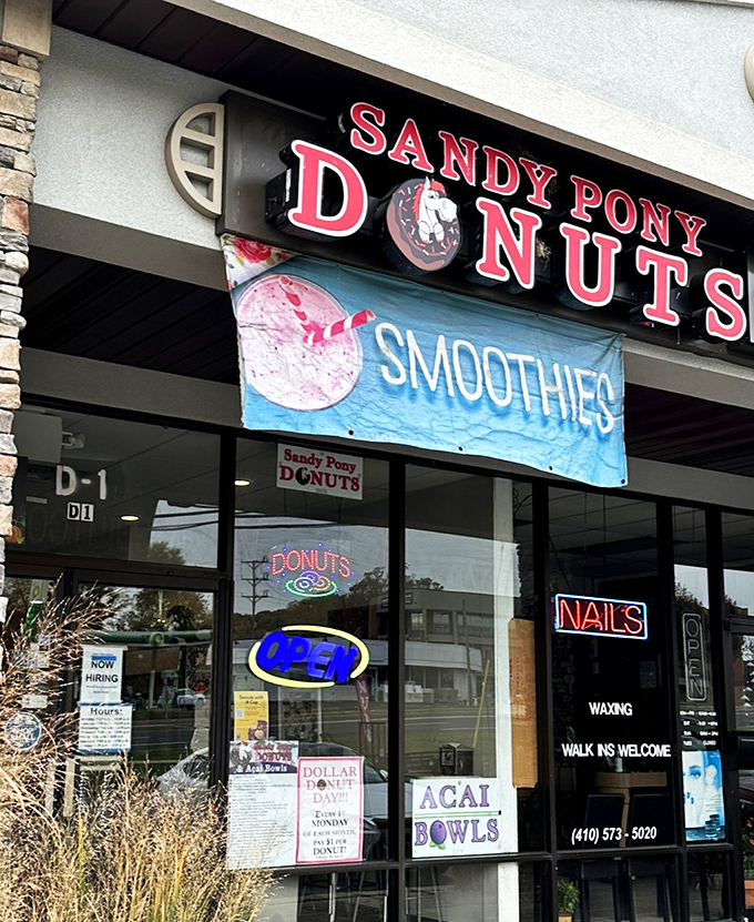 Sandy Pony's strip mall location might fool you, but locals know this unassuming spot houses made-to-order cake donut perfection.