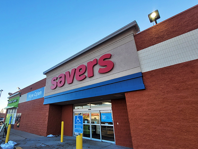 Savers' bold red signage announces itself like a beacon for the bargain-minded. The thrift mothership has landed!