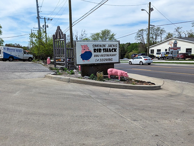 That pink building isn't just a restaurant - it's a landmark that says "Life's too short for boring food!"