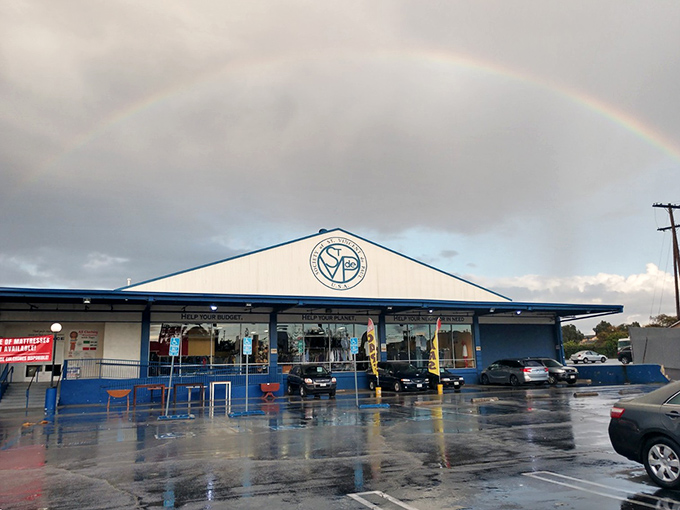 A rainbow blessing the St. Vincent de Paul thrift store? Even Mother Nature approves of these heavenly bargains!