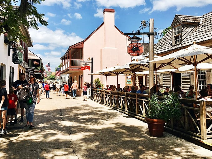 St. Simons Island's village area feels like a vacation that never ends. Where palm trees sway and tourists pay, but locals know the affordable spots.