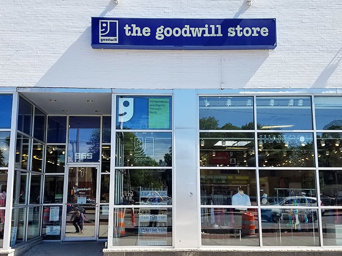 Goodwill's clean, modern facade houses an organized universe of pre-loved possibilities waiting to be discovered.