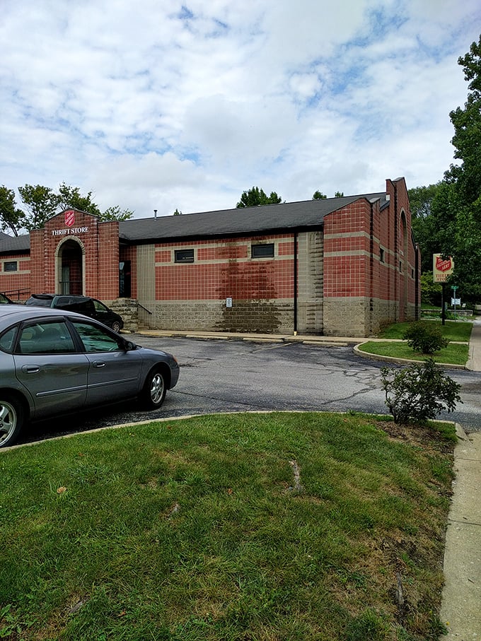 Stone church architecture meets bargain hunting spirituality. The Salvation Army Bloomington: where shopping becomes a near-religious experience.