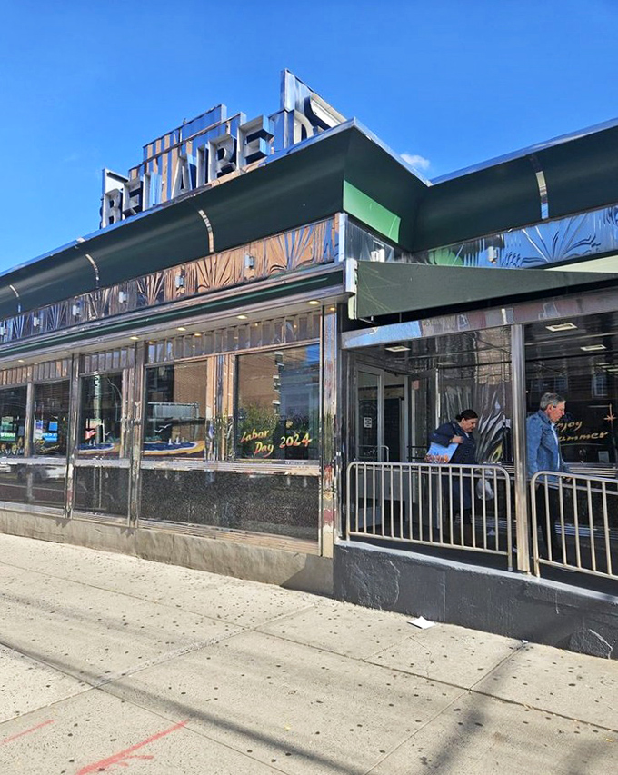 The classic diner architecture of Bel Aire stands proud against the blue sky &ndash; a temple of toast and pancakes.