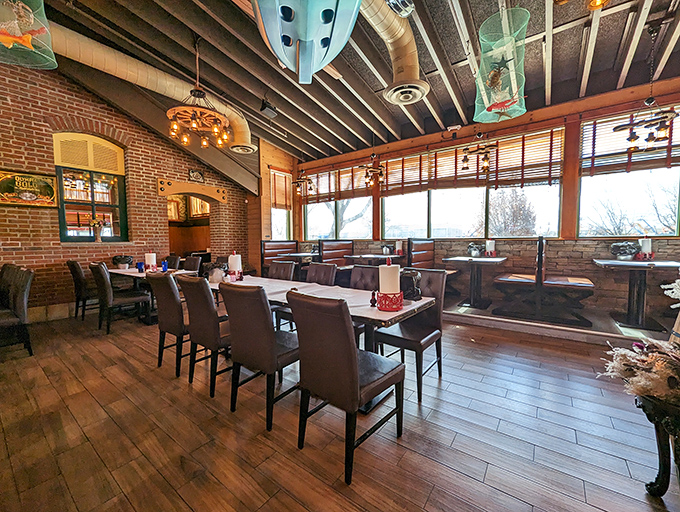 Wooden beams and warm lighting transform dinner into an experience. Country Bay Bistro's interior whispers "stay awhile" to everyone who enters.