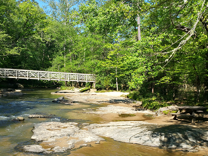Crystal clear waters and rocky shores at Croft State Park—nature's version of a five-star resort without the room service.