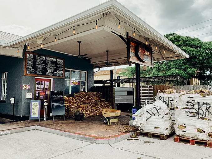 This former gas station now fuels people with something much more satisfying &ndash; perfectly smoked meats under string lights.