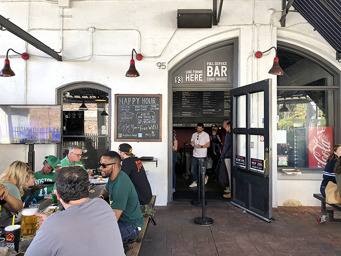 The outdoor seating area isn't just a place to eat &ndash; it's where hot dog enthusiasts become hot dog evangelists over shared plates.