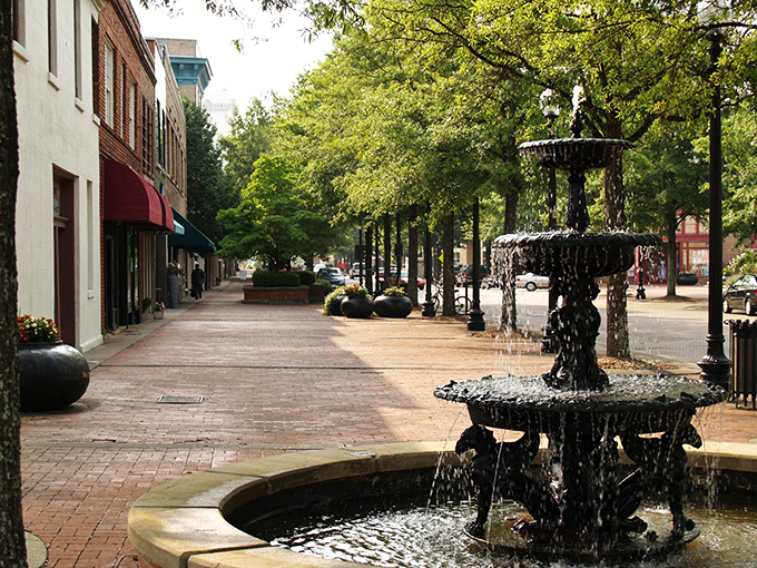 Inviting brick sidewalks and charming fountains make Fayetteville's downtown a pleasure to explore without expensive entertainment costs.