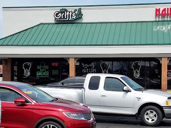 Those light bulb designs on the windows signal the bright ideas happening inside this unassuming sandwich destination.