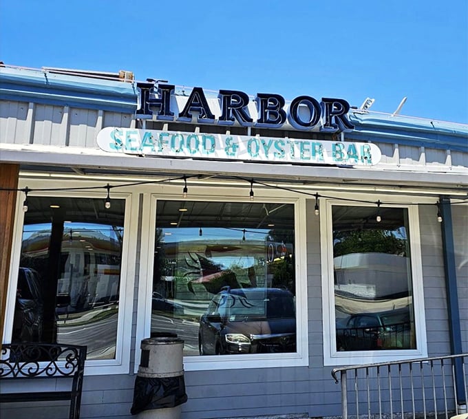 During the day it's unassuming; at night it transforms into a neon-lit temple of seafood worship.