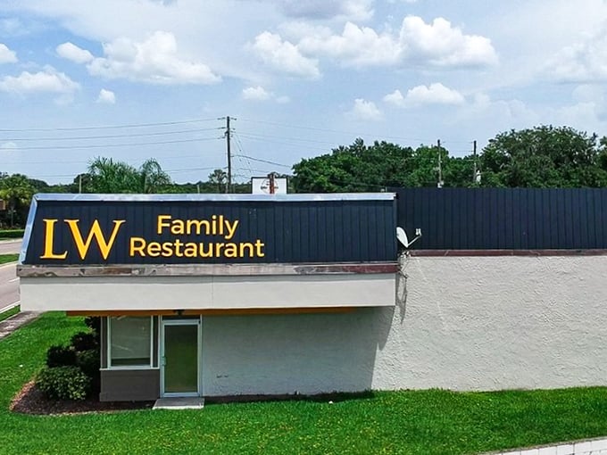 The "LW" sign stands for "Lovingly Wonderful" food &ndash; at least that's what the regulars will tell you between bites.