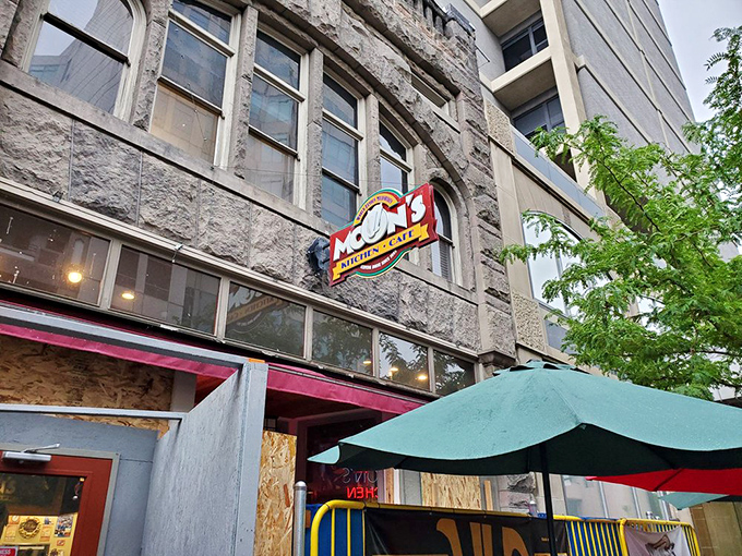 The stone building housing Moon's Kitchen has witnessed decades of downtown Boise transformations. Inside, the pancakes remain gloriously unchanged.