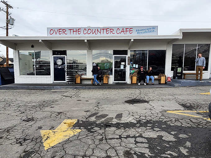Over the Counter Caf&eacute;: The cracked pavement outside hasn't deterred the breakfast faithful &ndash; they know culinary gold awaits beyond those doors.