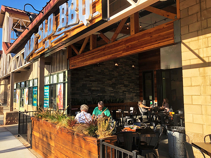 San Luis BBQ Company: That "OLD SLO BBQ" sign promises traditional methods in the heart of California's Central Coast.