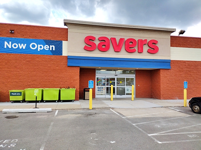 Those green donation bins outside Savers are like treasure chests in reverse – give generously, find abundantly!