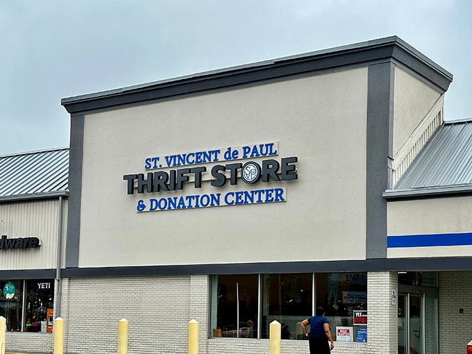 Clean lines and simple signage belie the treasure trove of bargains inside this charitable thrift store.
