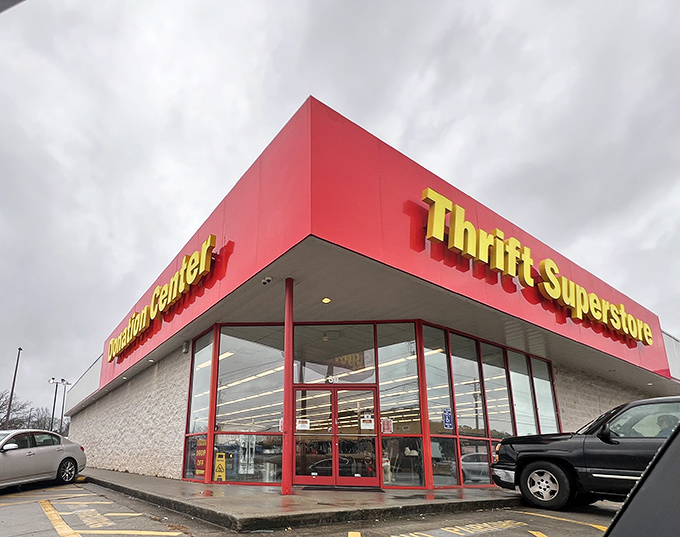 Red and yellow announce what savvy shoppers already know: the best treasures come with the smallest price tags.