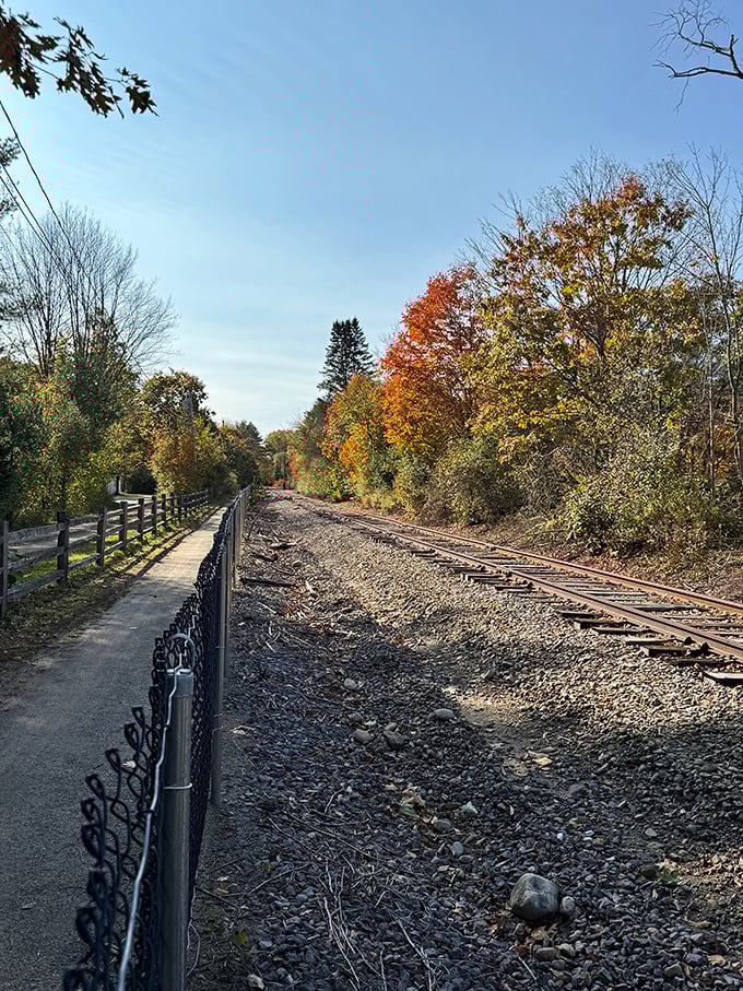 The charming rail trail in Tilton offers miles of scenic beauty that costs nothing but time to enjoy fully.